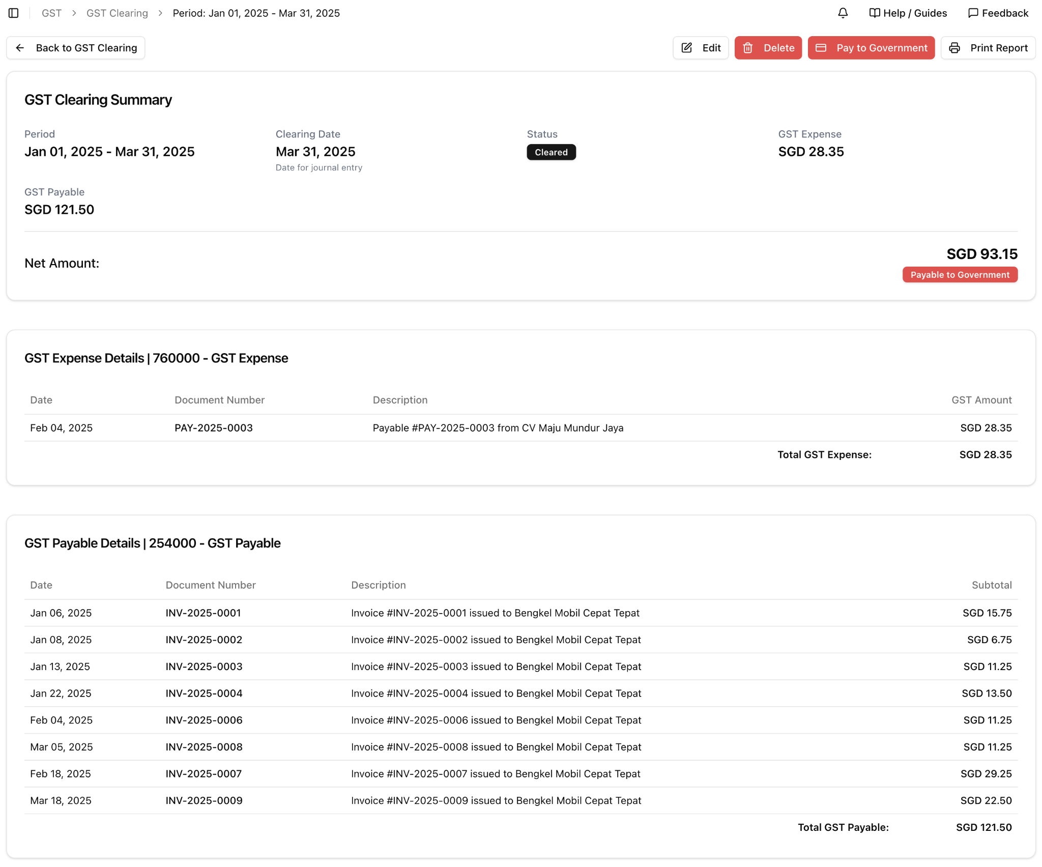 GST Clearing (Singapore) - LeapCount API Reference
